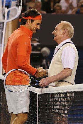 Roger Federer plays idol Rod Laver