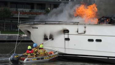 Fire-fighting boat hits the water early