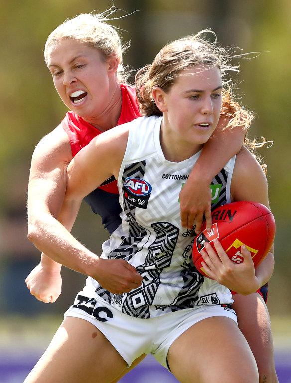 AFLW 2022: Kate Hore boots four goals for Melbourne Demons in practice ...