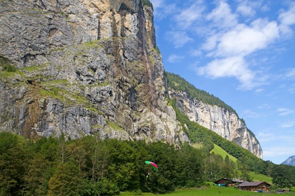 Lauterbrunnen, Switzerland: BASE jumping at the valley of waterfalls