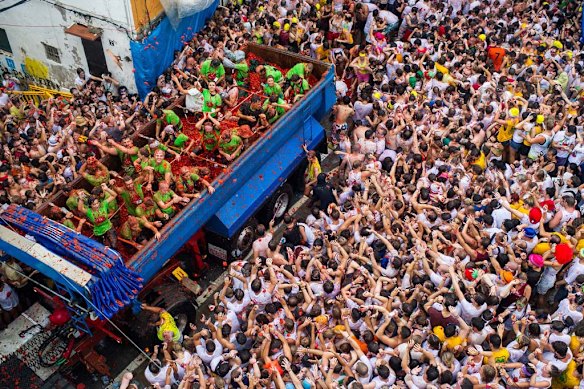 Tomatina tomato fight in Bunol, Spain 2013
