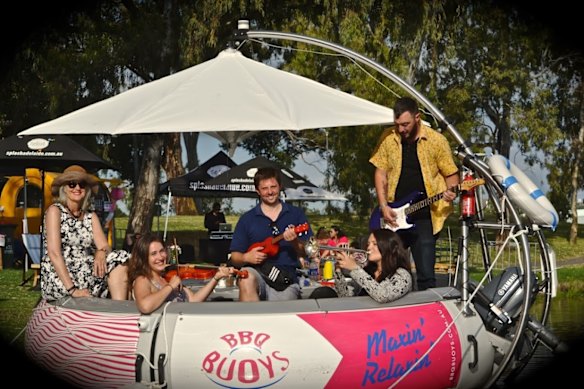 BBQ Buoys: Party on the River Torrens in Adelaide on a giant donut