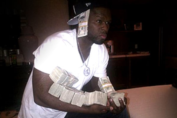 50 Cent shows the world he's coining it in