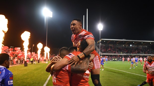 Tonga delight sea of red in Campbelltown with win over Samoa