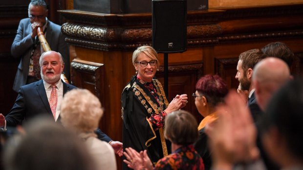 Melbourne's new lord mayor Sally Capp sworn in at Town Hall