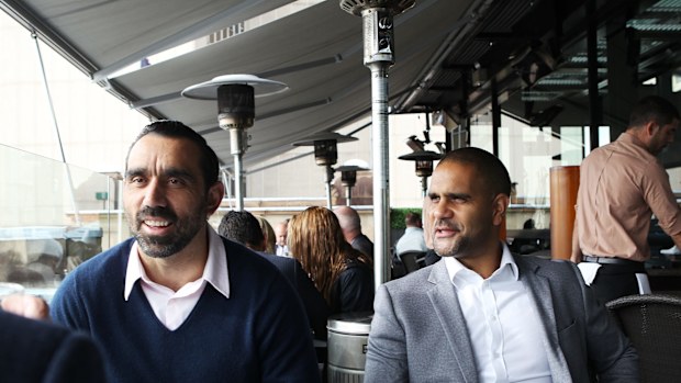 Adam Goodes and Michael O'Loughlin kick goals for Indigenous education