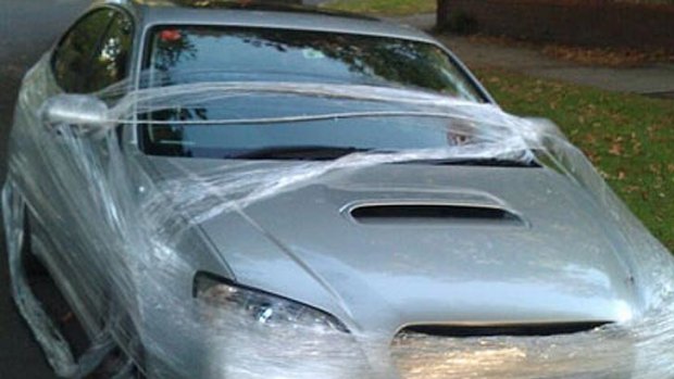 Shrink-wrap car-prank surprise greets drivers