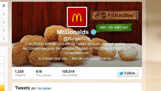 Burger King's Twitter hacked, replaced with McDonald's logo
