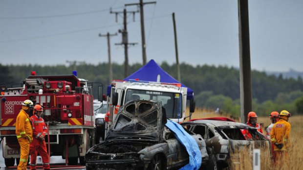 Two die in fiery collision near Colac