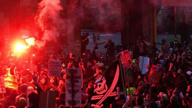 Violent student protesters run riot in London