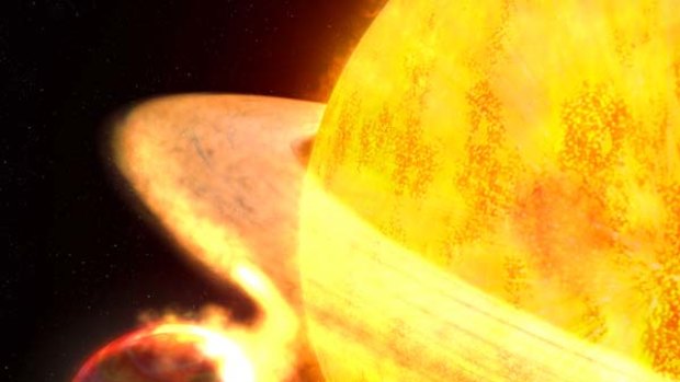 Hubble catches planet being devoured by its star