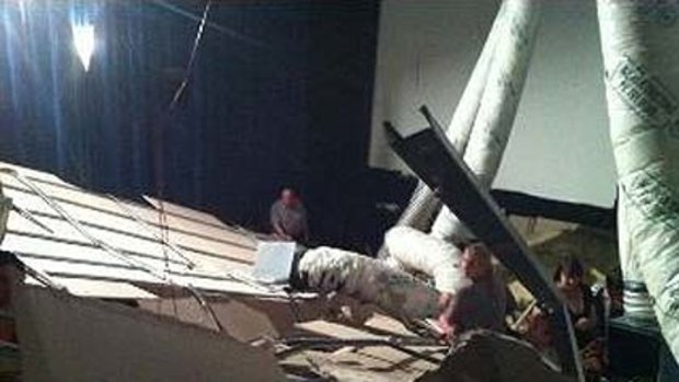 Cinema ceiling collapses on audience in storm