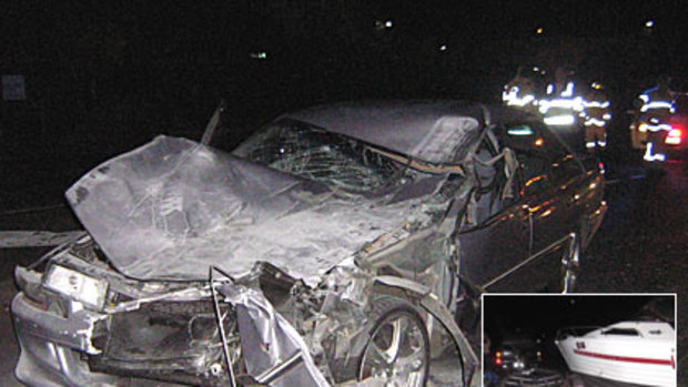 U-turn crash: boat motor falls into woman's lap