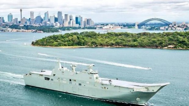 HMAS Canberra Landing Helicopter Dock gets set to hit the ocean