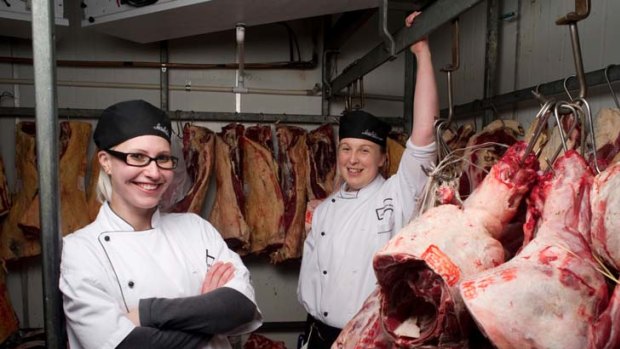 Everyone wants a butcher's as girls get in for their cut