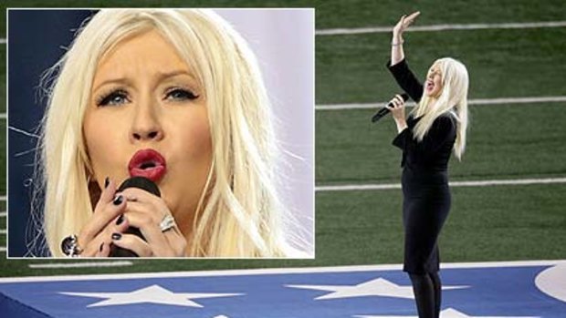Super Bowl Christina Aguilera Botches Line From Anthem