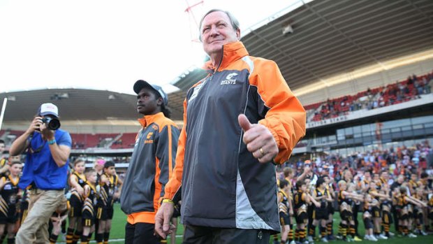 Even as he takes a bow Kevin Sheedy, leader of Giants, stands tallest