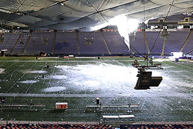 American football stadium roof collapses