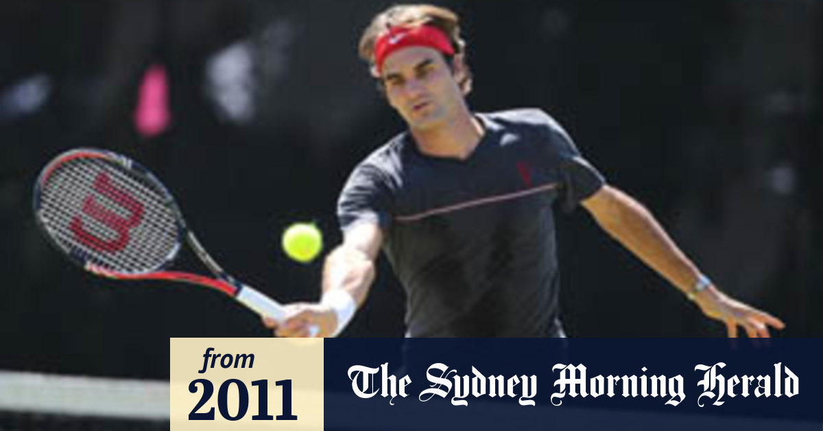 Roger Federer in training in Sydney