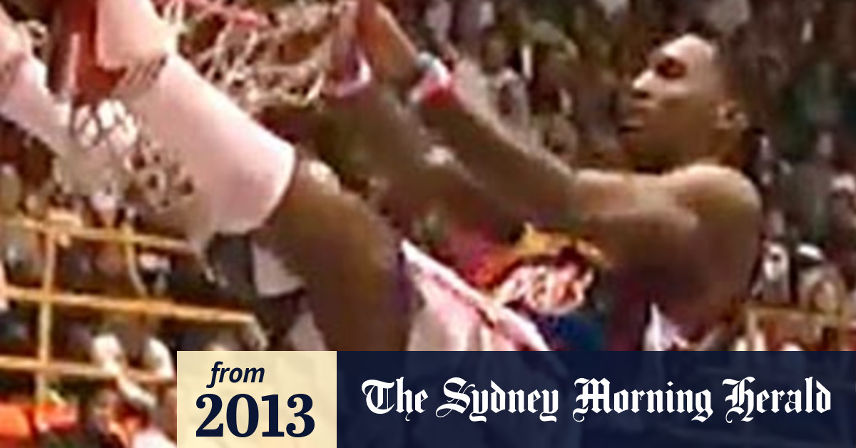 Harlem Globetrotters' William 'Bull' Bullard almost crushed by hoop