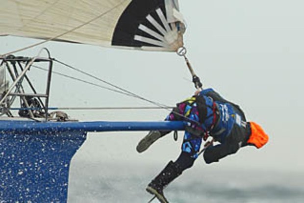 Wild Thing lives up to its name, striking a media boat in the harbour