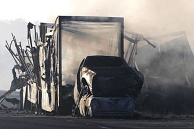 Two kilometres of death in freeway pile-up