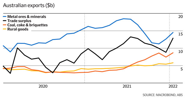 Iron ore, coal trigger large rebound in trade surplus