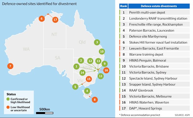 The 17 sites Defence could sell to developers for billions