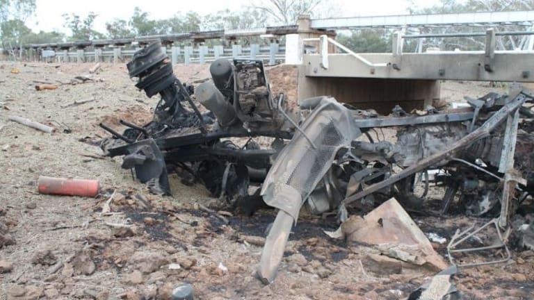 Ammonium nitrate still at truck crash scene: explosives examiners