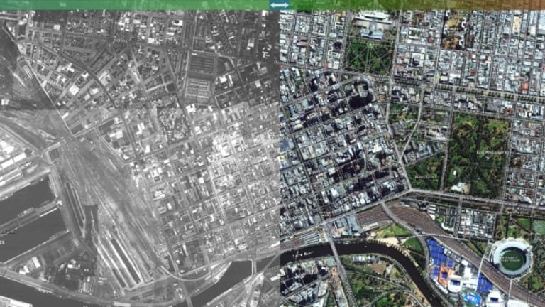 A bird's-eye view of Melbourne's transformation from 1945 to 2015