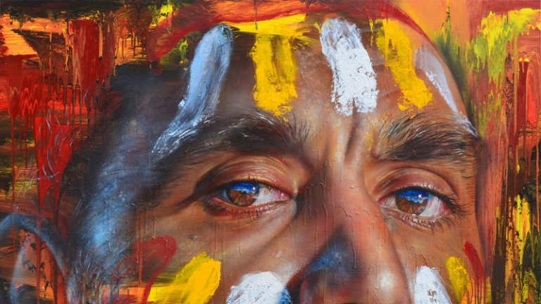 Adnate's Adam Goodes Doug Moran Portrait Prize entry has rich graffiti ...