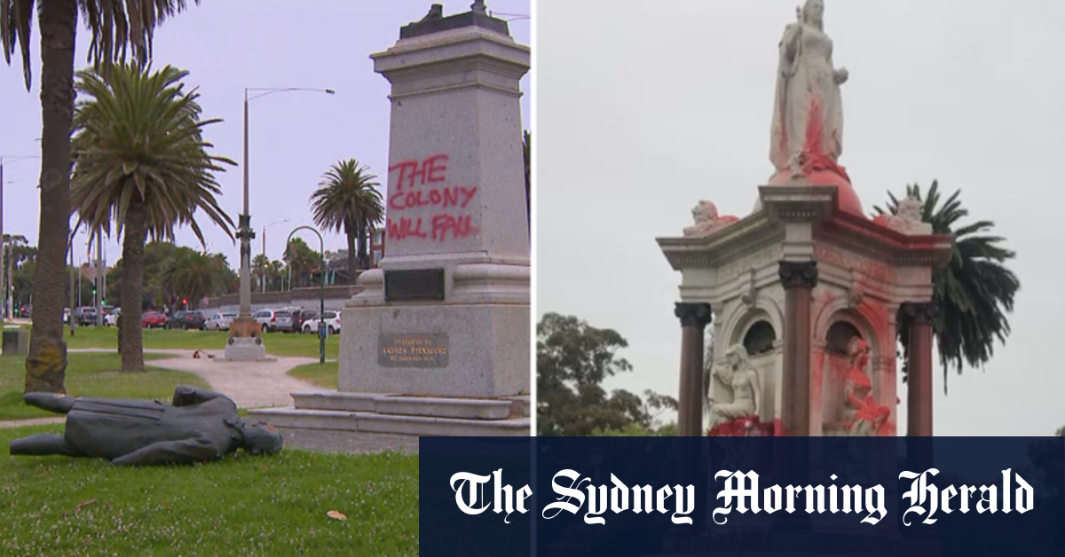 Video: Captain Cook statue vandalised in Melbourne