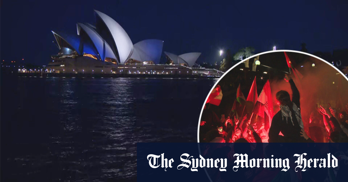 Video: Pro-Palestinian protests against Sydney Opera House being lit up ...