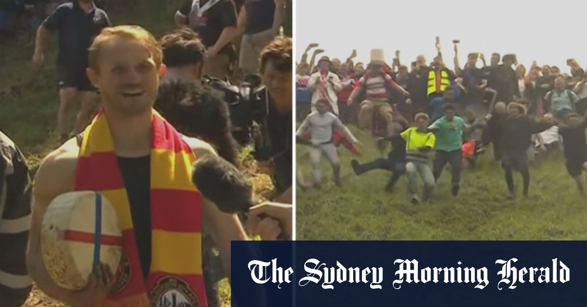 Video: Australian man wins eccentric UK cheese-rolling contest