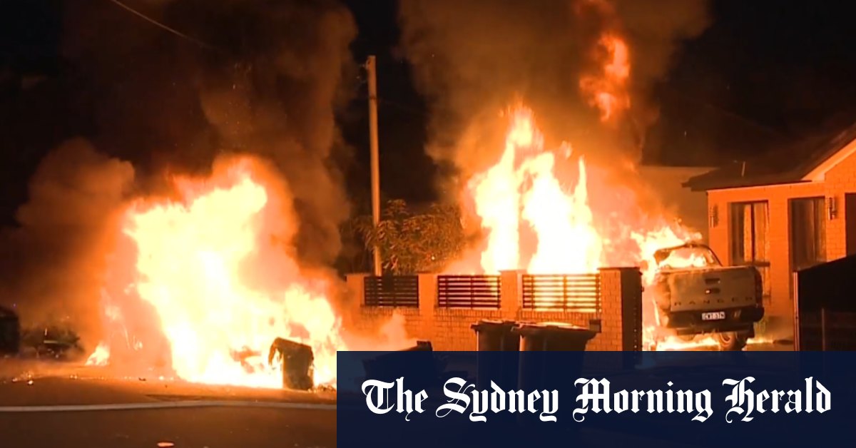 Video: Arsonists on the run after two cars set on fire in Sydney