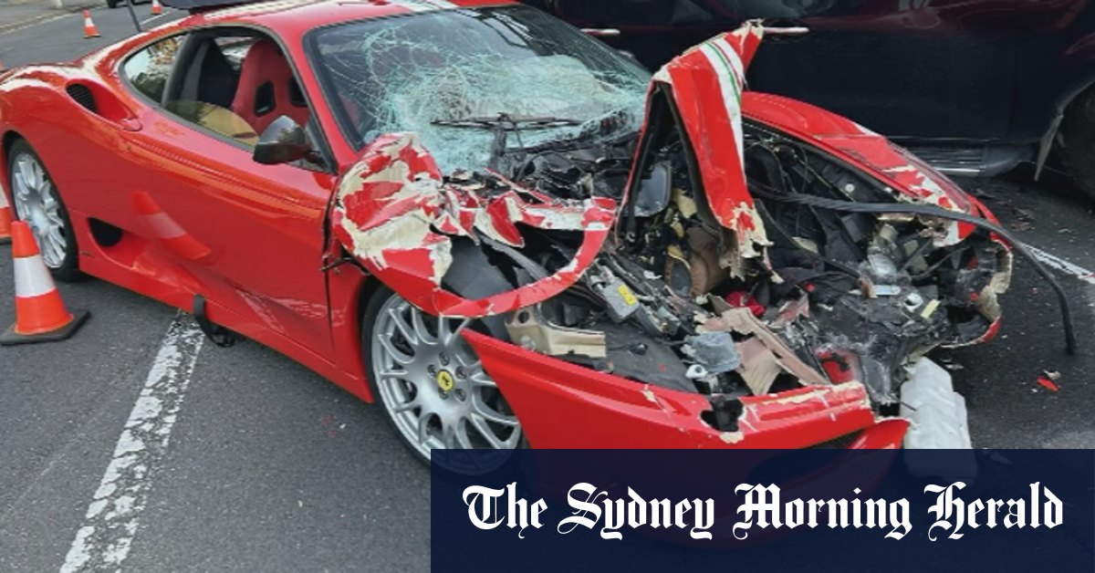 Video: Dashcam footage shows moment Ferrari smashes into a ute