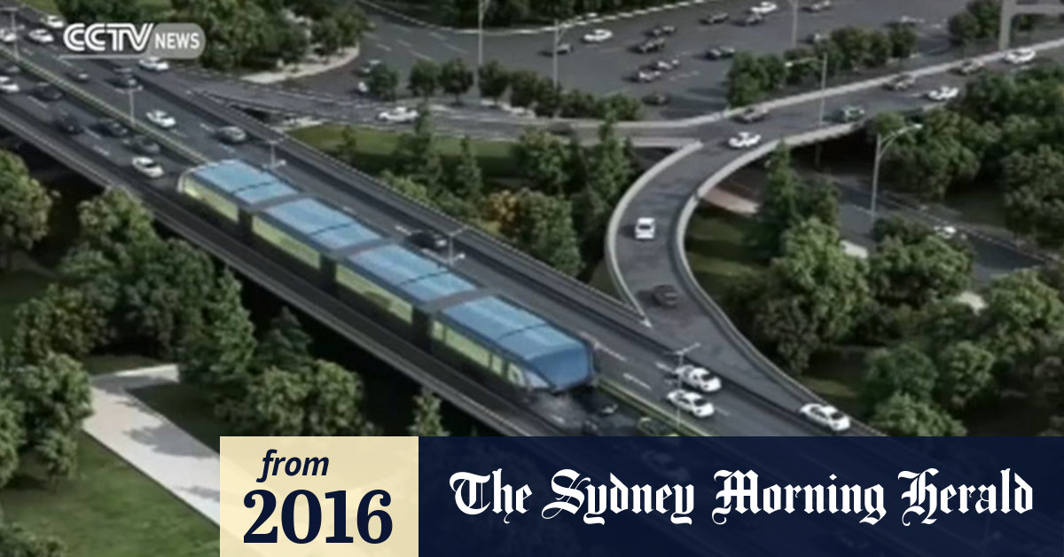 Video: China unveils elevated bus