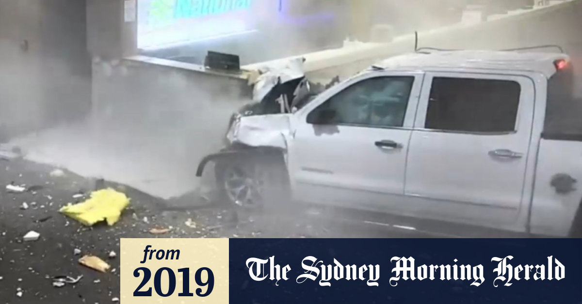 Video: Ute crashes through US airport