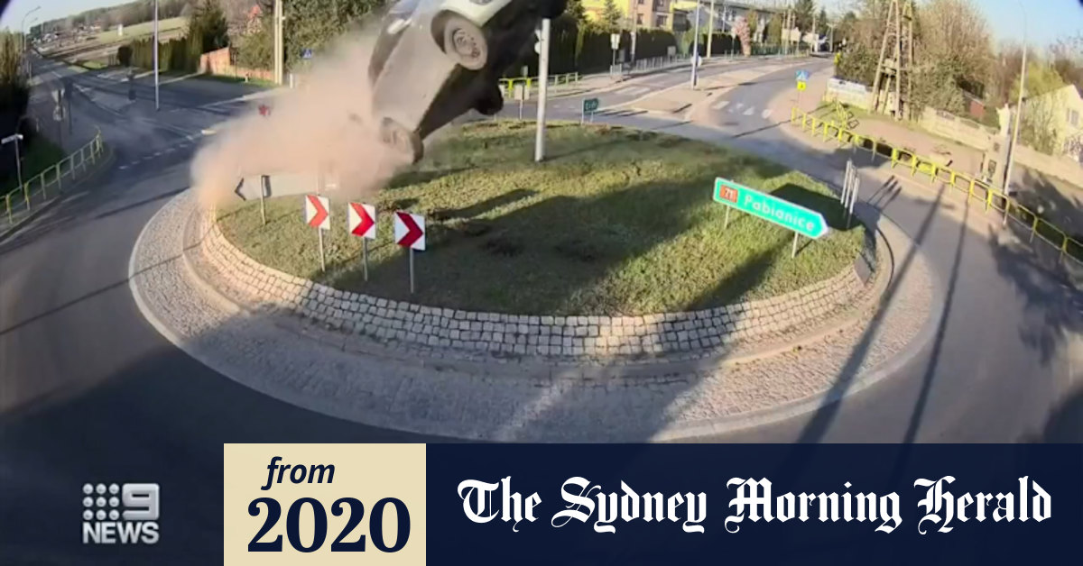 Video: Car goes flying off roundabout