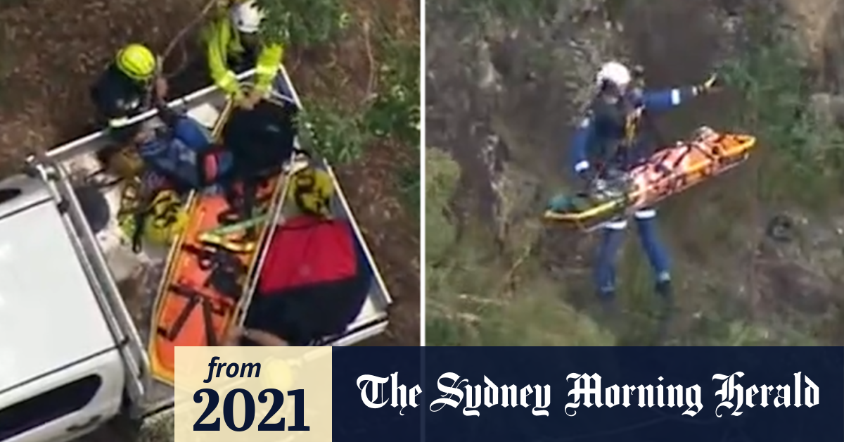 Video: Man rescued after falling 20 metres down cliff