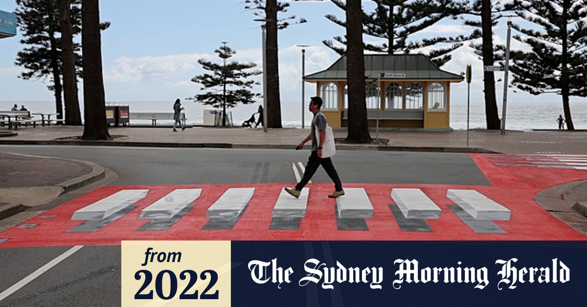 Video: A new 3D zebra crossing has been installed in Manly