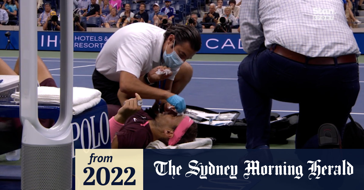 Video: Nadal bleeds on court after freak accident