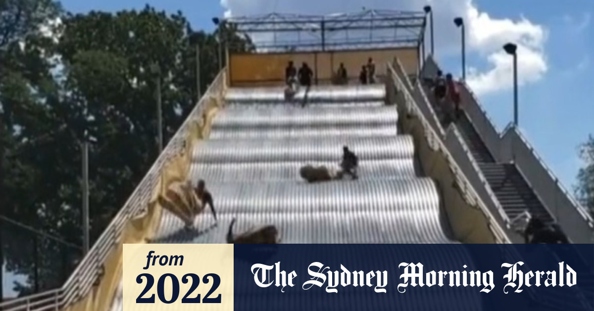 Video: Giant slide closed after four hours