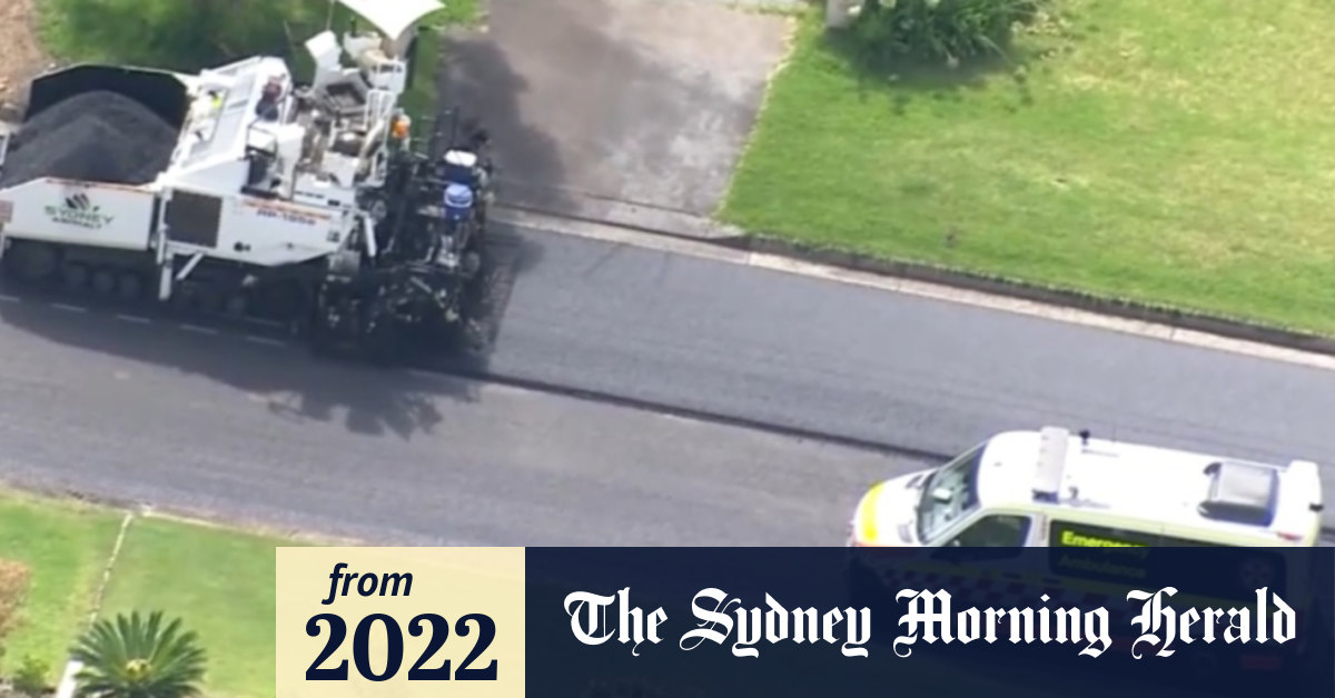 Video: Woman hospitalised after falling into freshly laid hot tar in Sydney