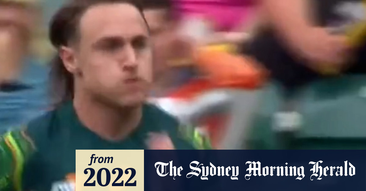 Video: Corey Toole scores a spectacular try against Canada.