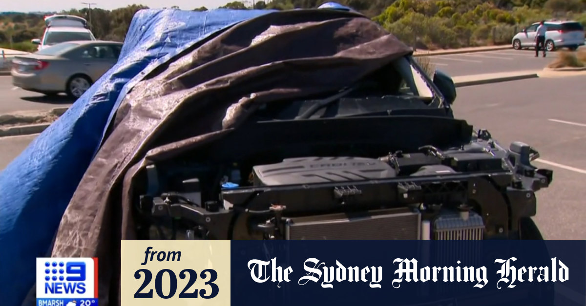 Video: Melbourne driver's smashed up car causes police to 'double take'