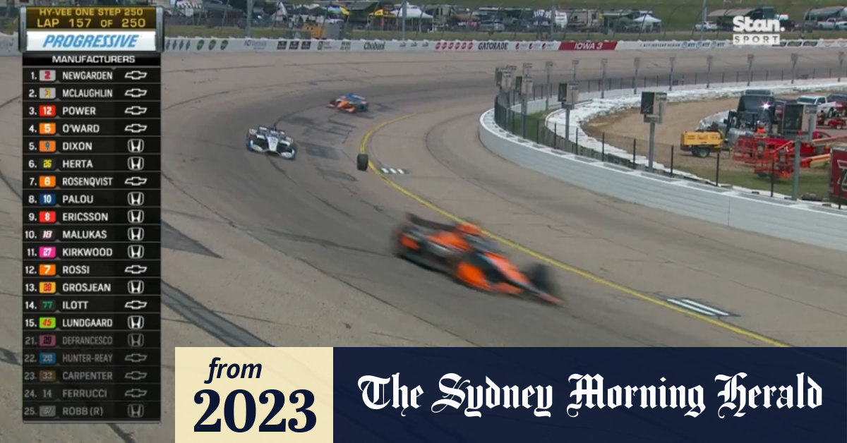 Video: Terrifying moment loose wheel rolls onto race track