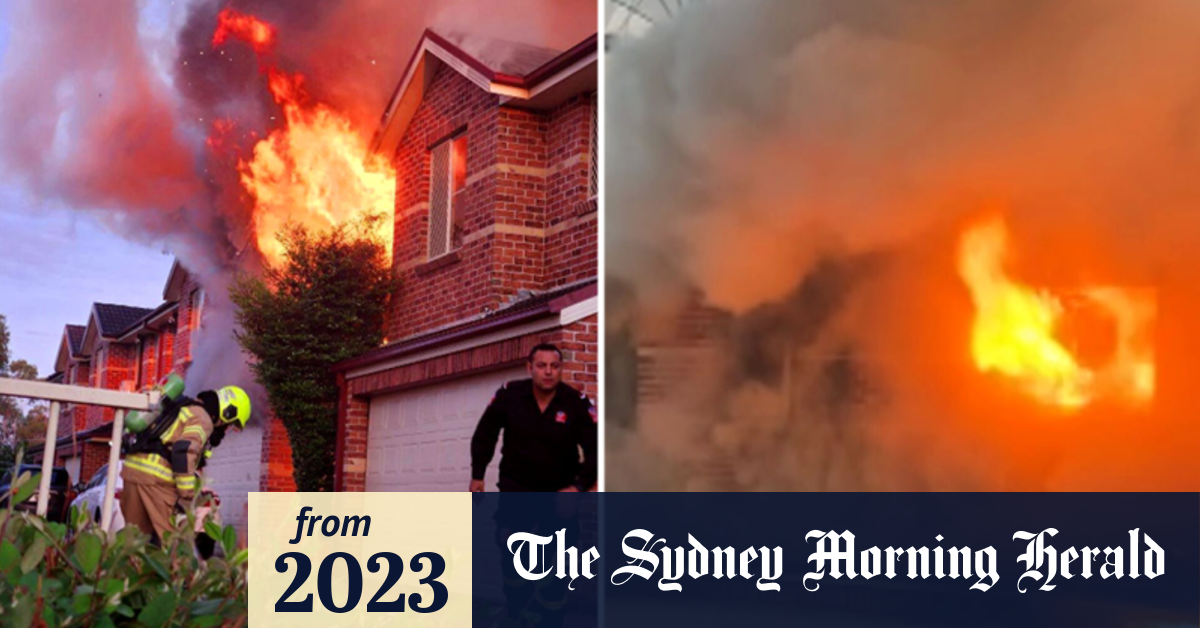 Video: Fire tears through townhouse in Sydney after TV explodes