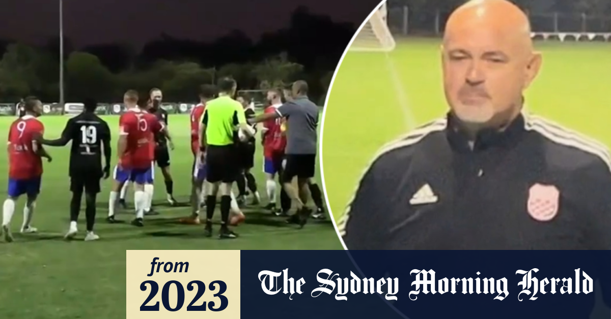 Video: Spectator hurt at football game brawl