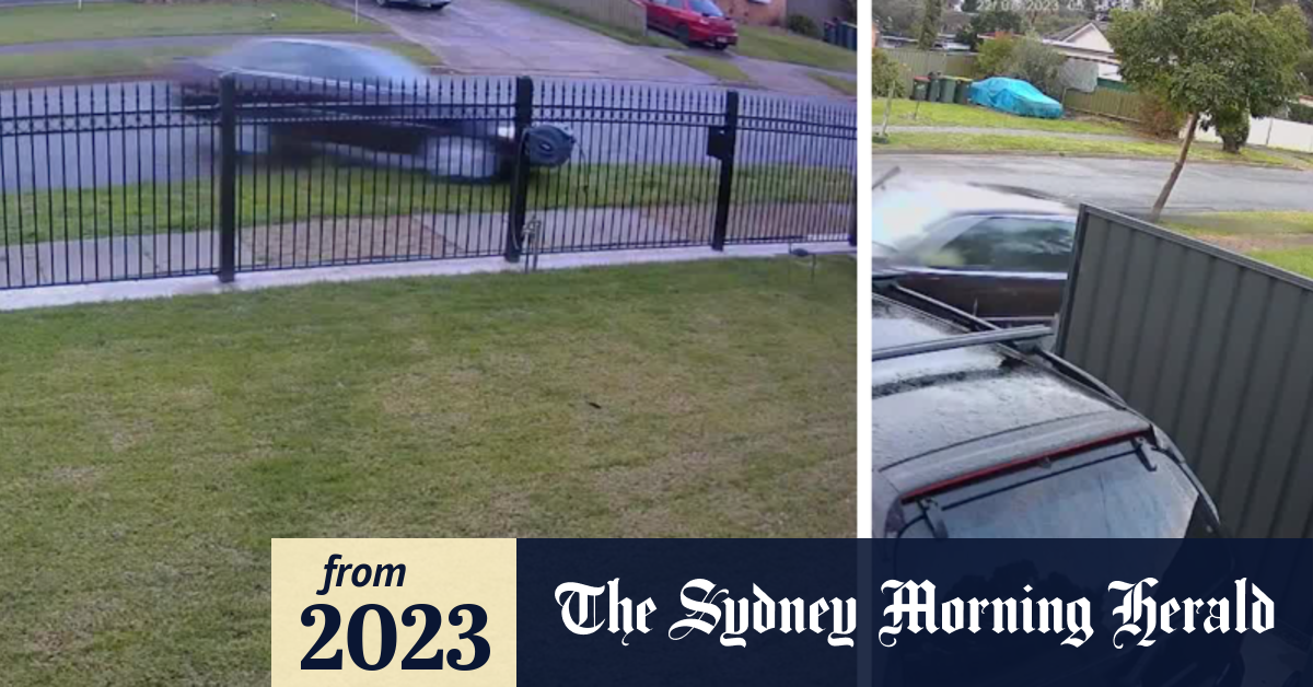 Video: Car ploughs through fences and parked cars